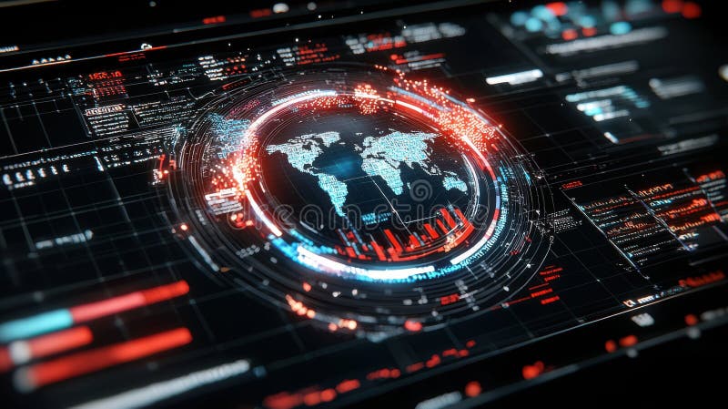 Global Network Data HUD Interface Stock Illustration - Illustration of ...