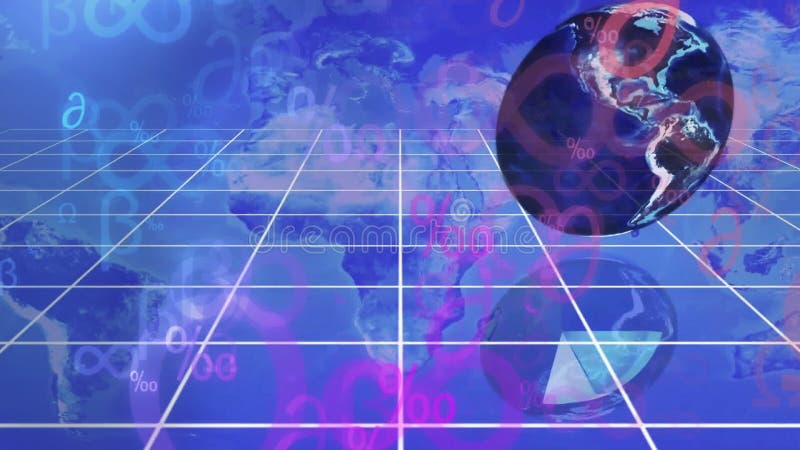 Global Network and Data Processing Animation Over World Map and Grid Stock Footage - Video of ...