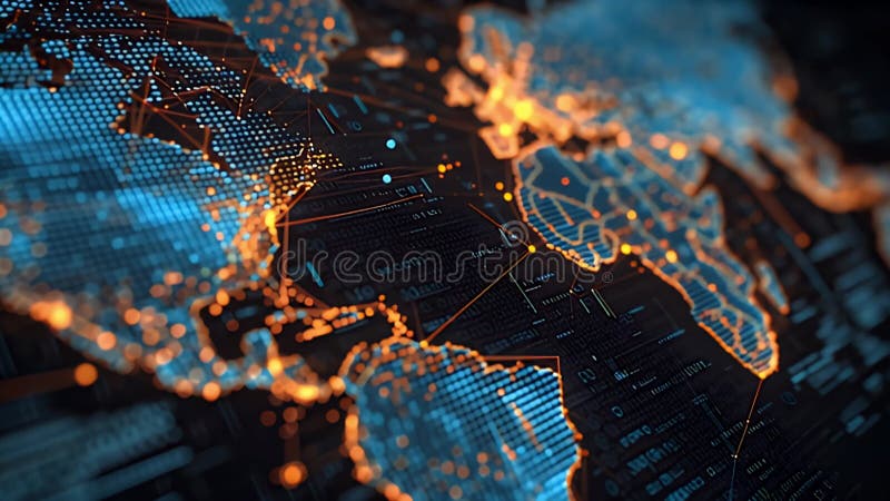 Global Network Data Visualization Animated Map World Connections AI ...