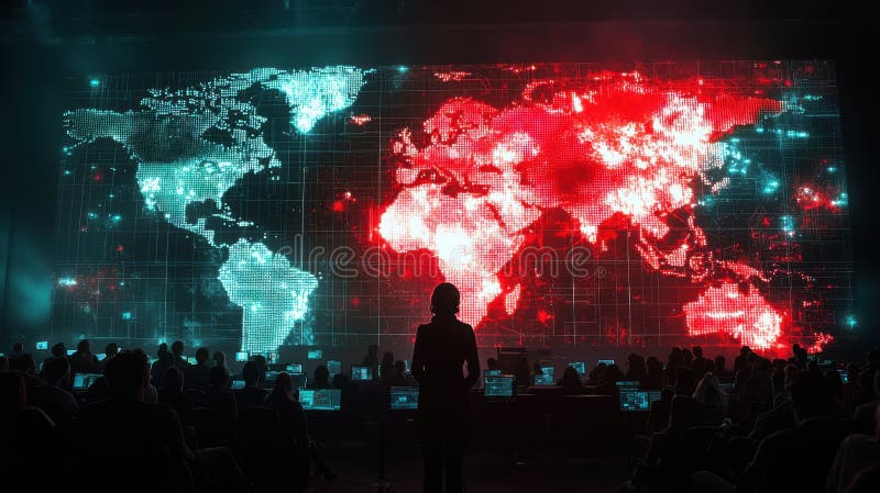 Global Network Data Visualization, Cyber Security Stock Illustration ...