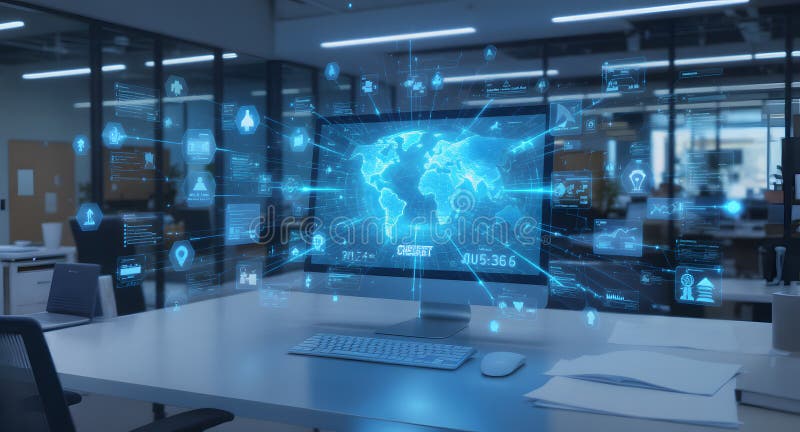 Global Network Data Visualization Stock Illustration - Illustration of ...