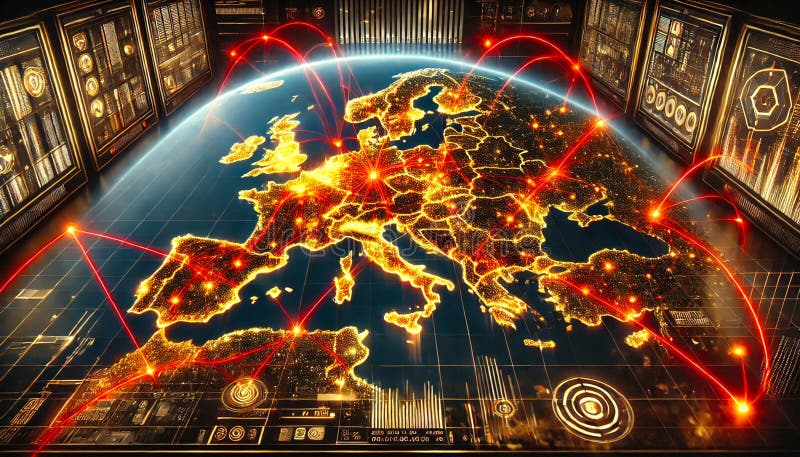 Earth Globe with Network Connections, Data Analysis Dashboards, and Ai ...