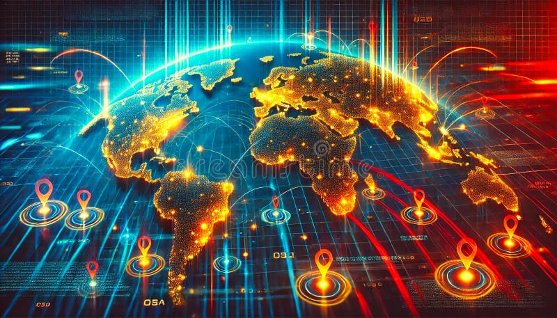 Earth Globe with Network Connections, Data Analysis Dashboards, and Ai ...