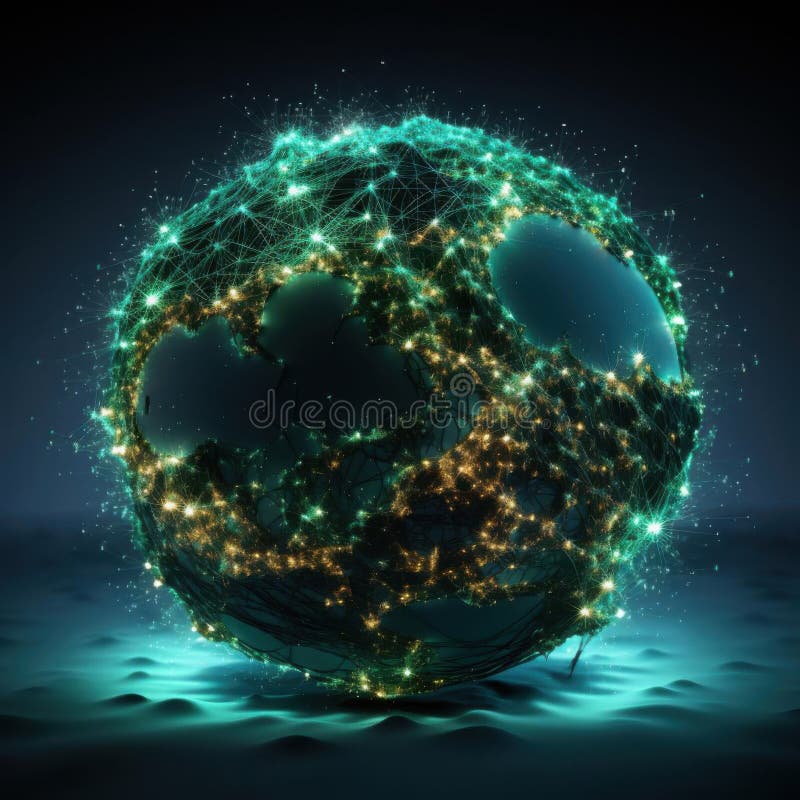 Global Network with Digital World, and Abstract Earth Stock ...