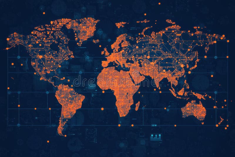 Global Network Digital World Map Technology Connectivity Data ...
