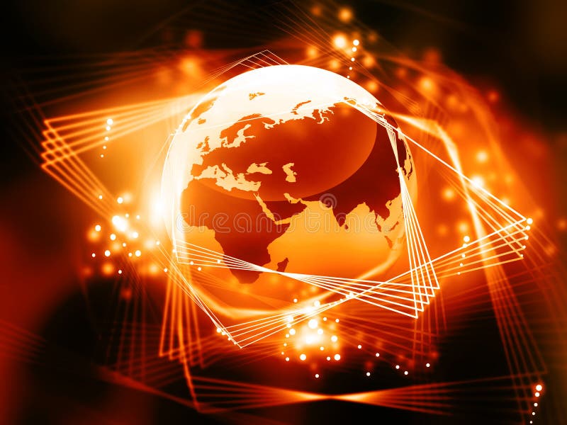 Global Network with Fiber Optics Stock Illustration - Illustration of ...