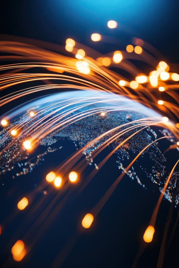Global Network Fiber Optics Illuminating Connected Digital World. Stock ...
