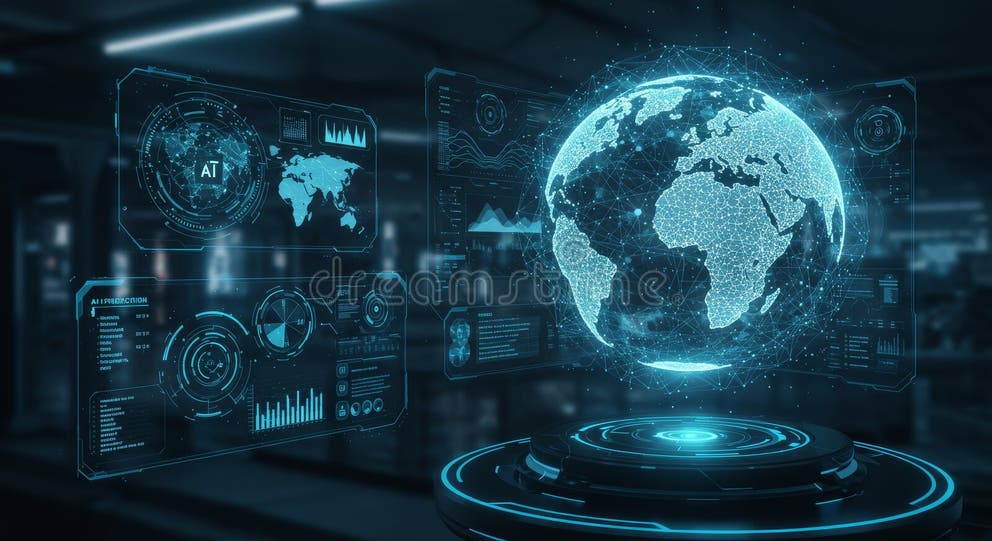 Global Network Future Prediction Technology Futuristic Globe Data ...