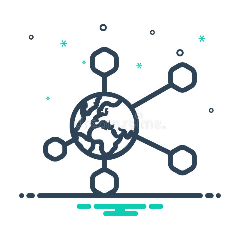Black Mix Icon for Global Network, Communication and Connection Stock ...
