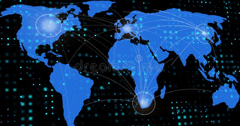 Global, Network and Hologram with Map, Communication and Internet with ...