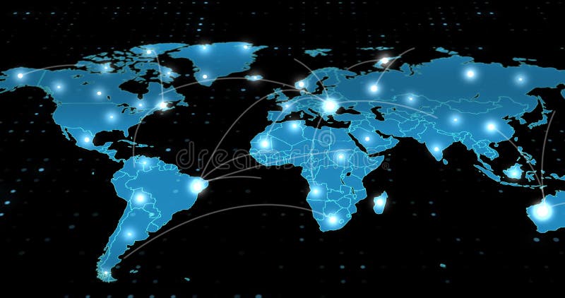 Global, Network and Hologram with Map, Technology and Internet with ...