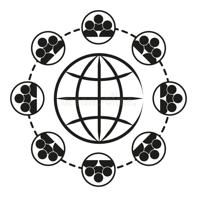 Global Network Icon. Connected Circles Around Globe. Communication ...