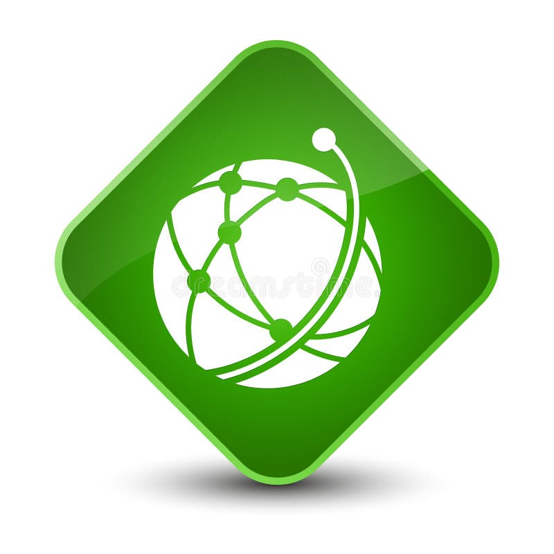 Global Network Icon Elegant Green Diamond Button Stock Illustration ...
