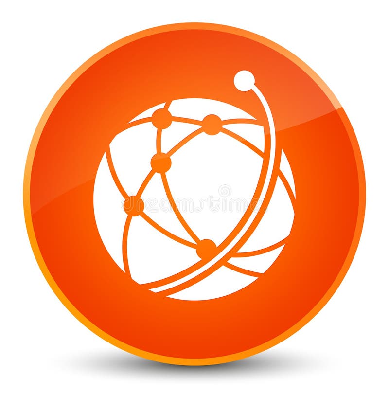 Global Network Icon Elegant Orange Round Button Stock Illustration ...
