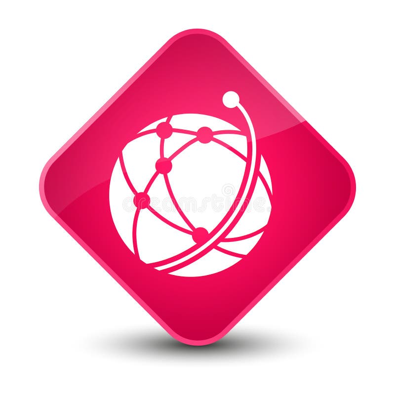 Global Network Icon Elegant Pink Diamond Button Stock Illustration ...