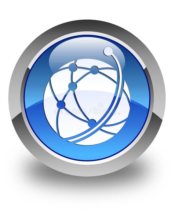 Global Network Icon Glossy Blue Round Button Stock Illustration ...