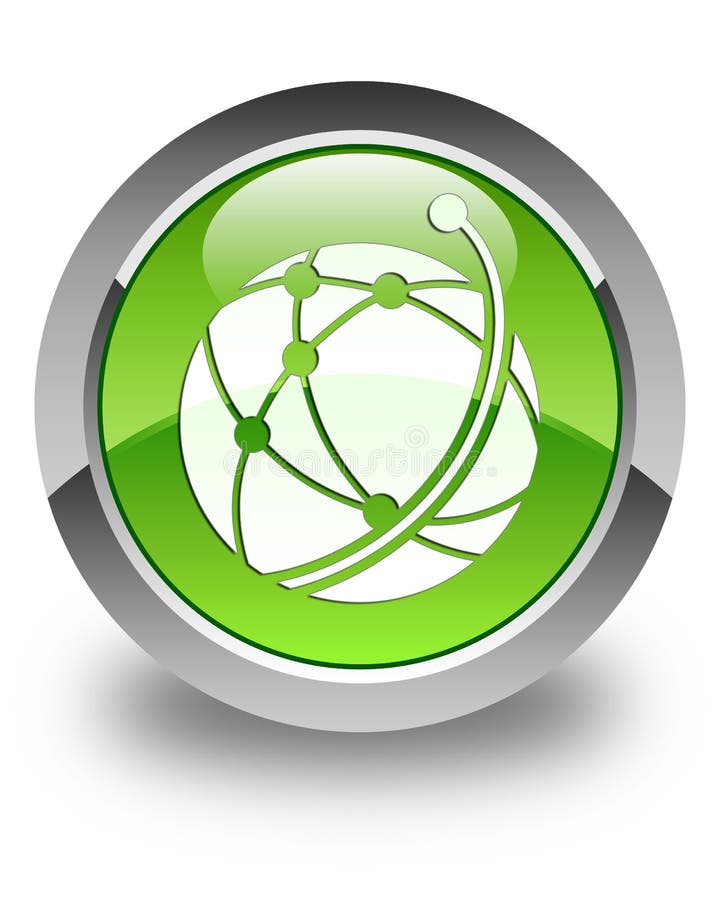 Global Network Icon Glossy Green Round Button Stock Illustration ...