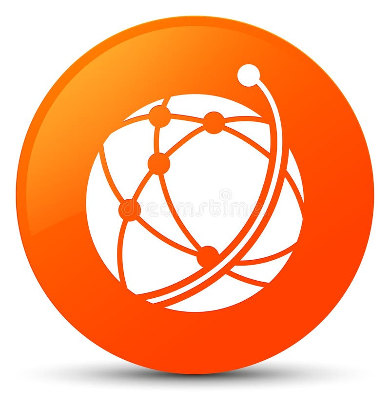 Global Network Icon Orange Round Button Stock Illustration ...