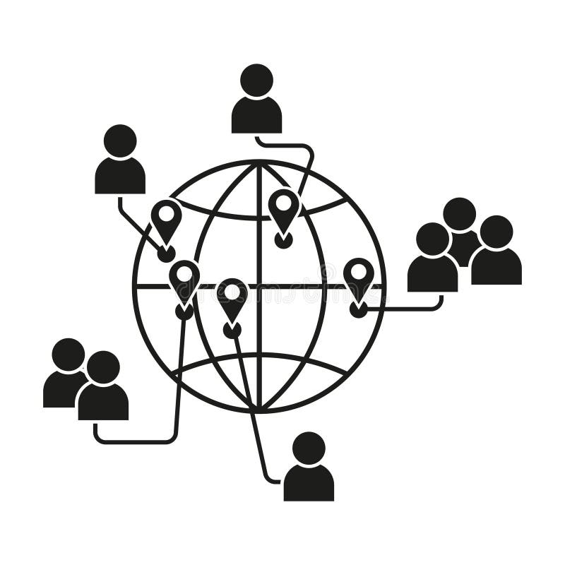 Global Network Icon. Worldwide Connection Vector. People Location ...