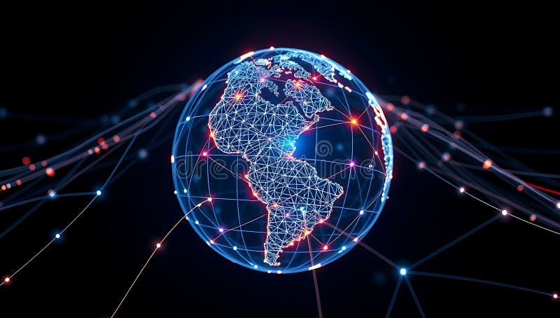 Global Network Illuminated Digital Earth Connections Stock Illustration ...