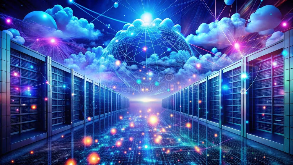 Global Network Infrastructure a Futuristic Data Center Visualization ...