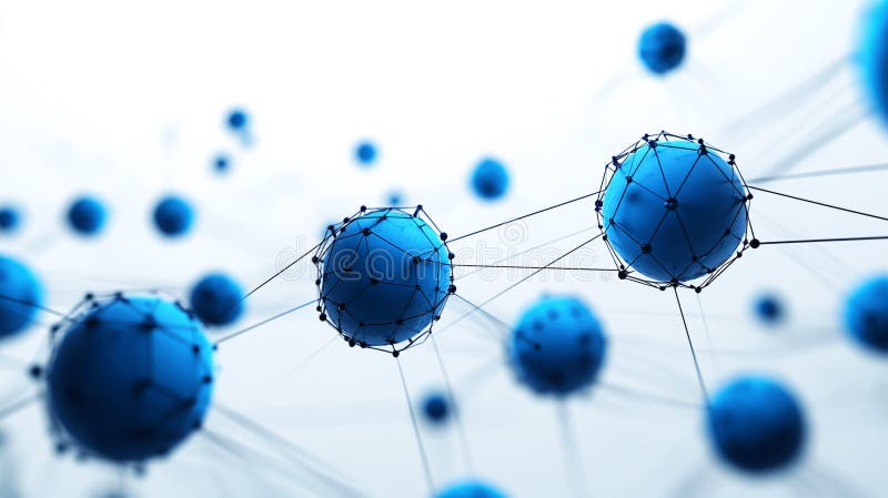 Global Network Interconnected Blue Spheres Abstract Technology Science ...
