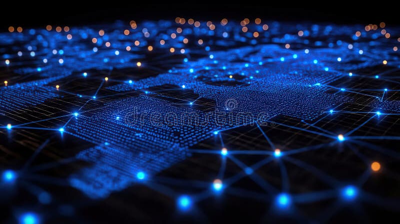 Global Network Interconnected, Digital Map Stock Illustration ...