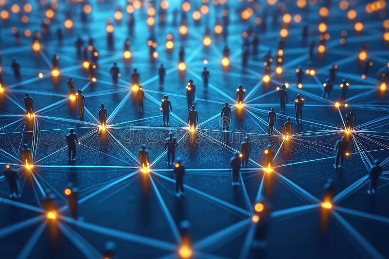 Global Network of Interconnected People Glows with Linked Light. Modern ...