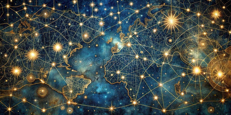 Global Network of Interconnected Points of Light Representing a Vast ...