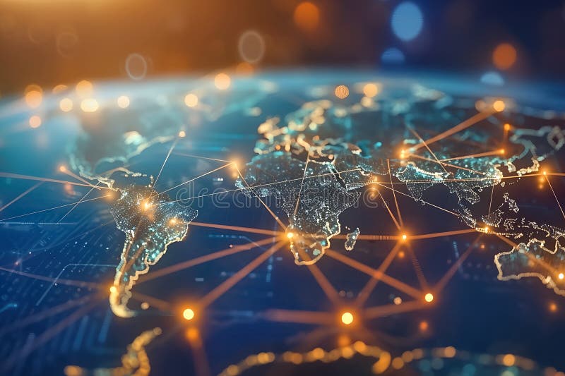 Global Network Interconnected World Map Stock Illustration ...