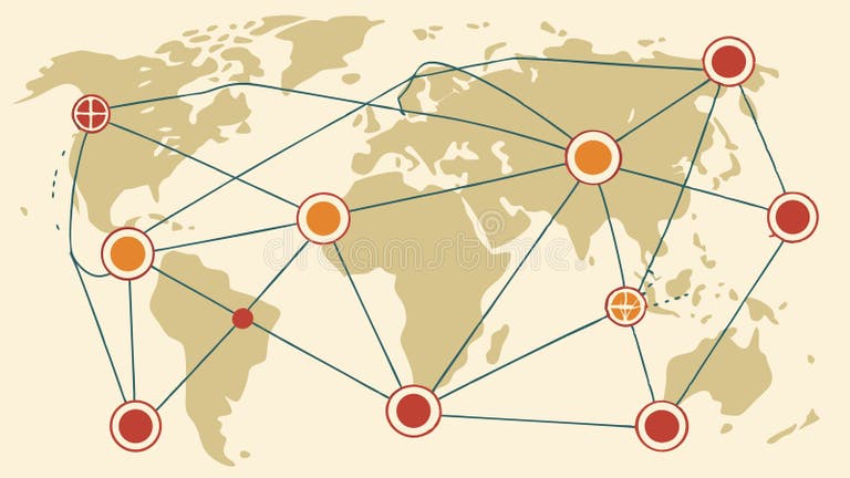 Global Network and Interconnectedness, World Map Connectivity Vector ...