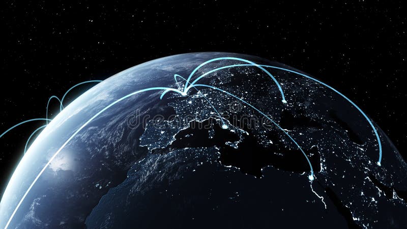Global Network and Internet Connection in Orbital Earth Globe Stock ...