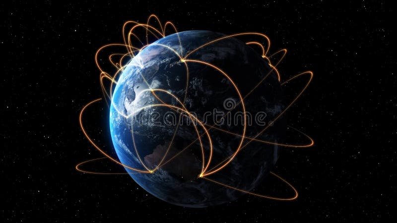 Global Network and Internet Connection in Orbital Earth Globe Stock ...