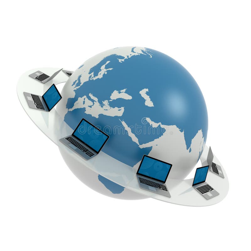 Laptops around the world stock illustration. Illustration of laptop ...