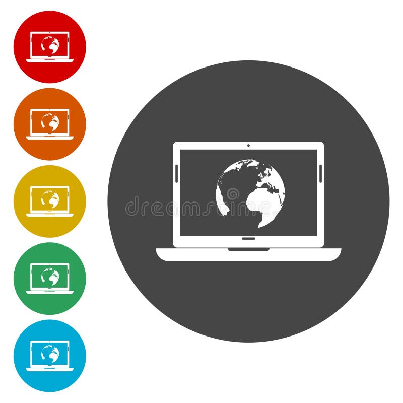 Global Network - Laptop and the World Stock Vector - Illustration of ...