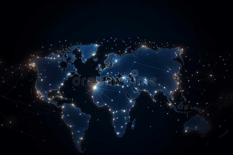 Global Network Map. Generate Ai Stock Illustration - Illustration of ...