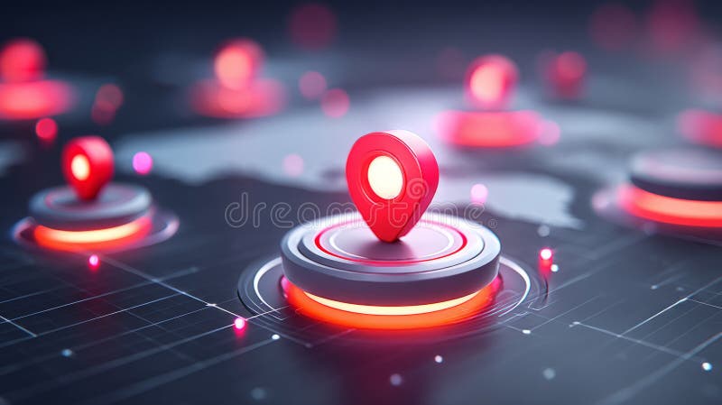 Global Network Map with Location Markers Stock Image - Image of global ...