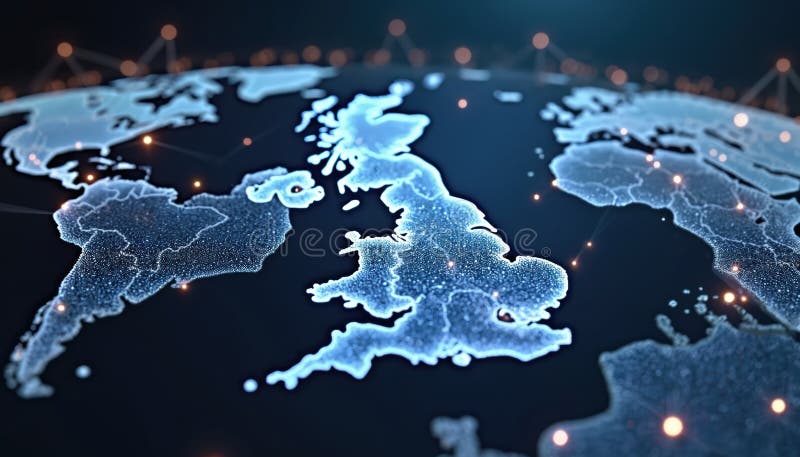 Global Network Map UK Connections. Advanced Tech Design Shows UK ...