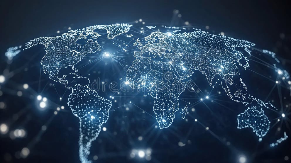 Global Network Map, World, Connection, Digital, Abstract Stock Image ...