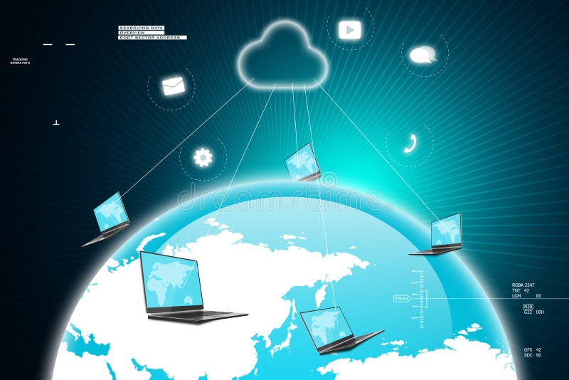 Global Network Media Concept Stock Illustration - Illustration of ...