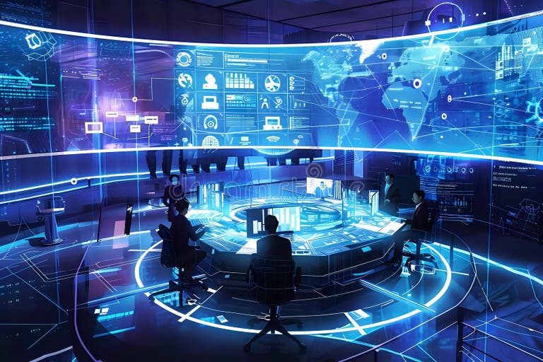 Global Network Monitoring Team Analyzes Data Streams on Futuristic ...