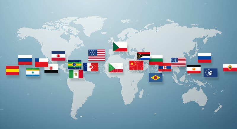 Global Network of Nations: a World Map Displaying Diverse National ...