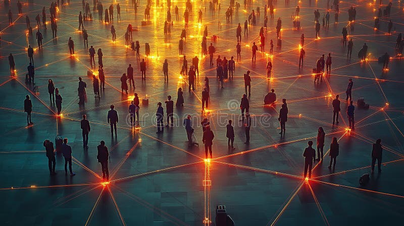 Global Network of People Connected by Lines Stock Illustration ...