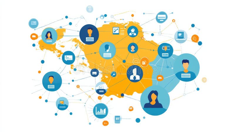 Global Network of People and Data Connections on World Map Stock Photo ...