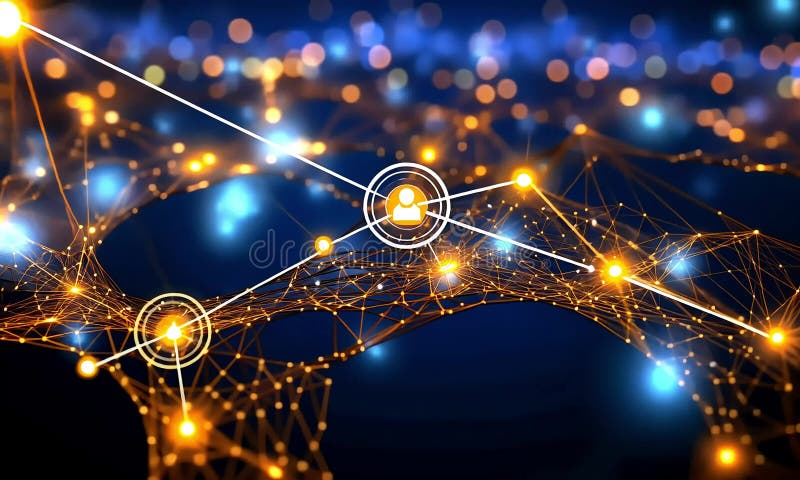 Global Network Person Connection, City Lights Background, Data ...