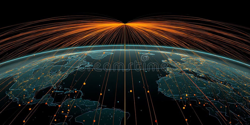 Global Network Planet Earth Data Visualization Stock Illustration ...