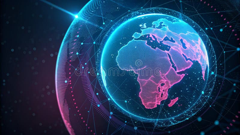 Global Network Point-Cloud Earth, Neon Hues, Connectivity Concept Stock ...