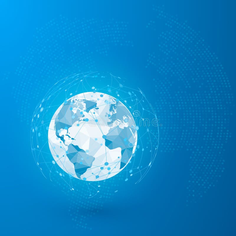 Global Network. Point Connecting Network. World Map Point And Lines And ...