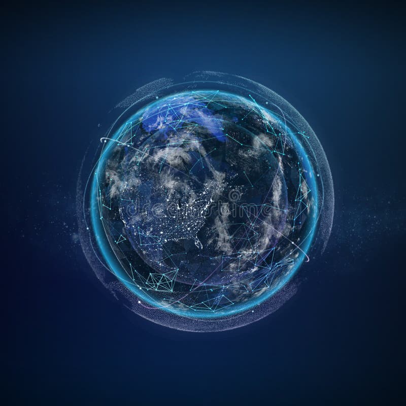 Global Network Satellite Technology of Earth Stock Illustration ...