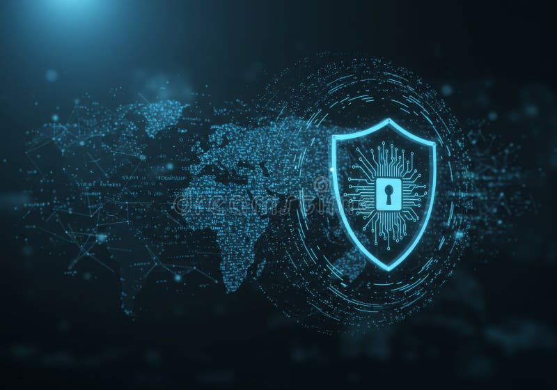 Global Network Security Digital Shield Protection Stock Illustration ...